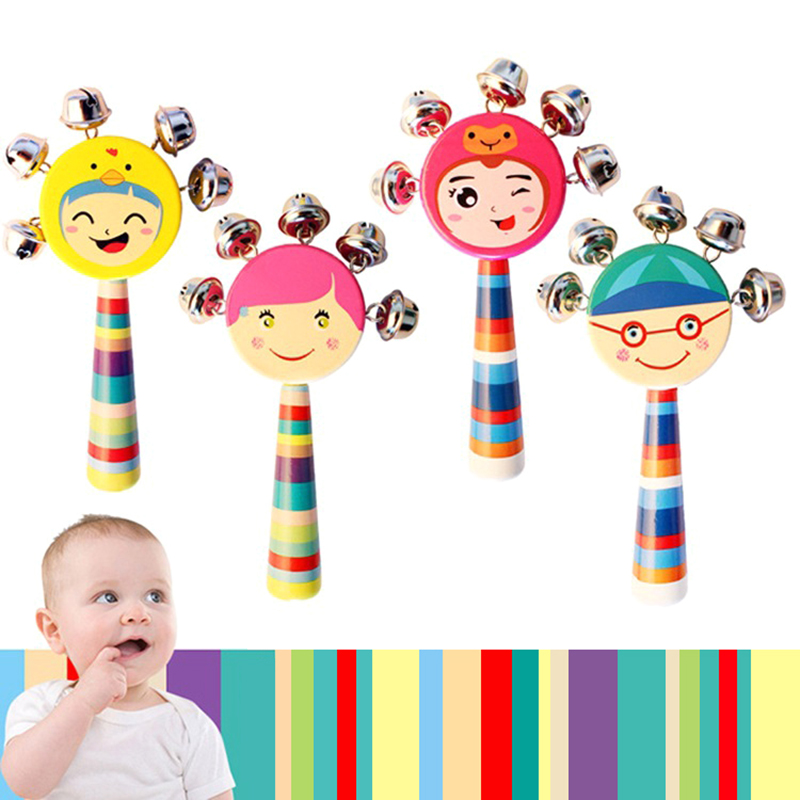 Rainbow Hand Teny Bell Stick Stick Wooden Percussion Musical Toy for ...