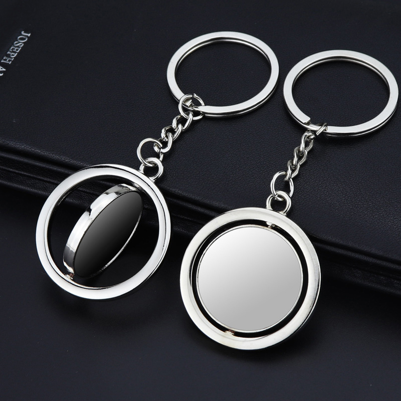 Handmade Keychain Round Blank 360 Rotating Metal Tag Keychain New Car Keychai EI