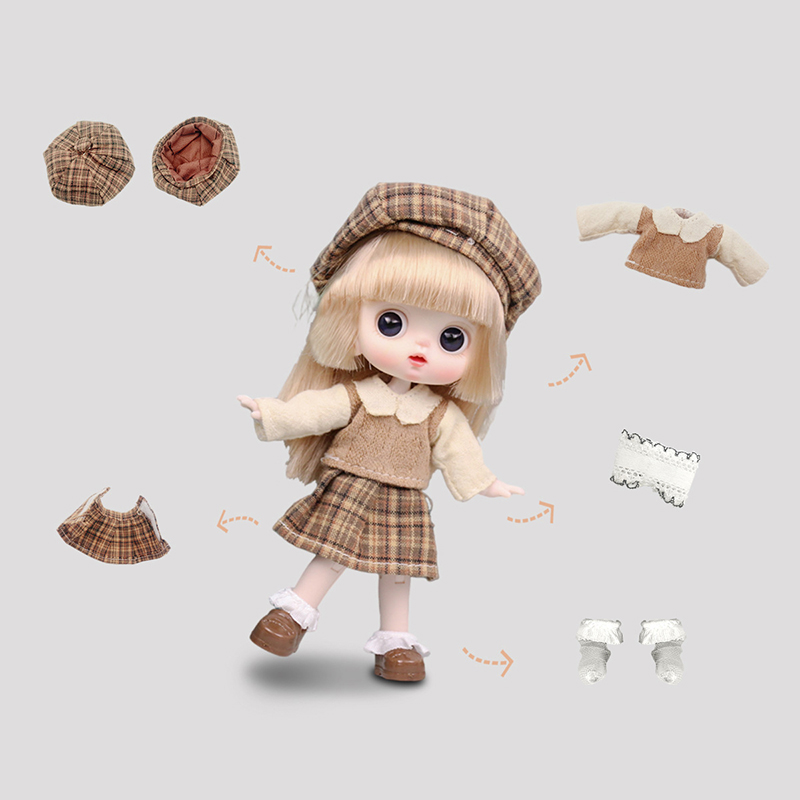 1 Set Miniature Girls Boys Casual JK Skirt School Uniform for 1/12 Doll Cloth ba