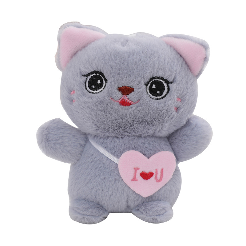 1Pc Cartoon Soft Plush Animal Cute Plush Cat Keychain Doll Toy 12cm Pendant Pe