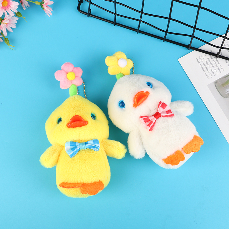 1Pc Plush Animals Cartoon Lovely Chicken Doll Keychain Car Bag Accessory 12cm EI