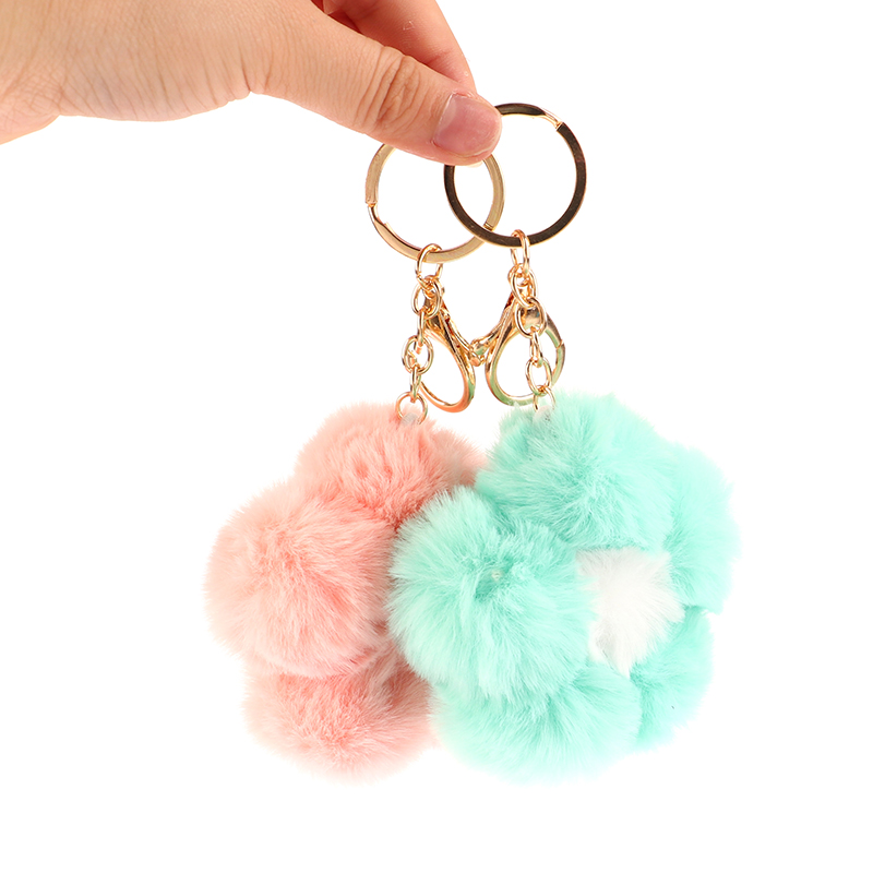 Flower Keychain Plush Bag Key Ring Creative Sunflower Pendant Couple Gift EI