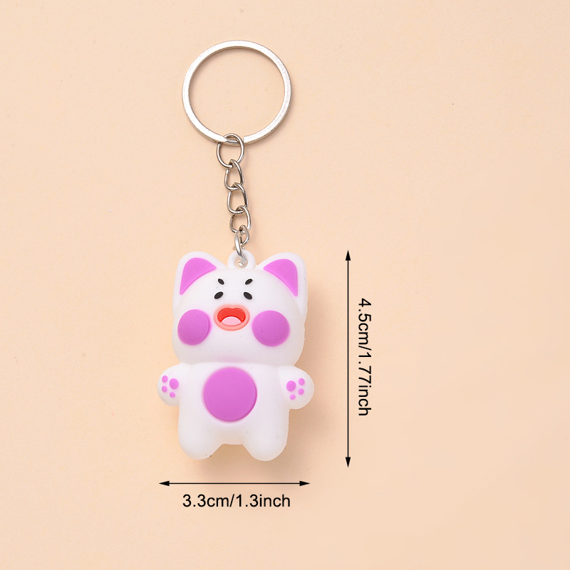 DuDu Cat Cute Key Chain Creative Animal Key Buckle Cartoon Cat Car Key Penda -wf