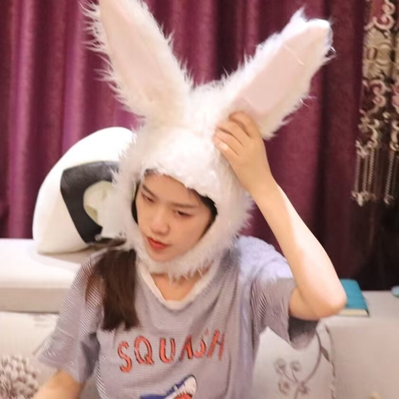 Cute Girl Hat Plush Rabbit Bunny Ears Hat Earflap Cap Head Warmer Head Wear Pe