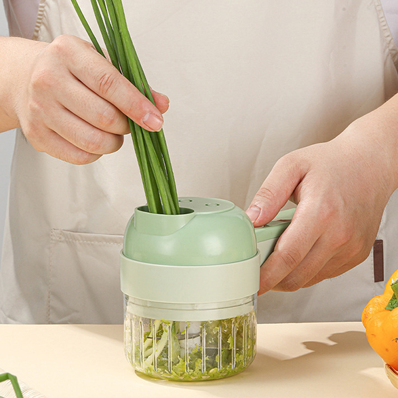 4 In1 Multifunctional Electric Vegetable Cutter Slicer Garlic Mud Masher Cho -wf