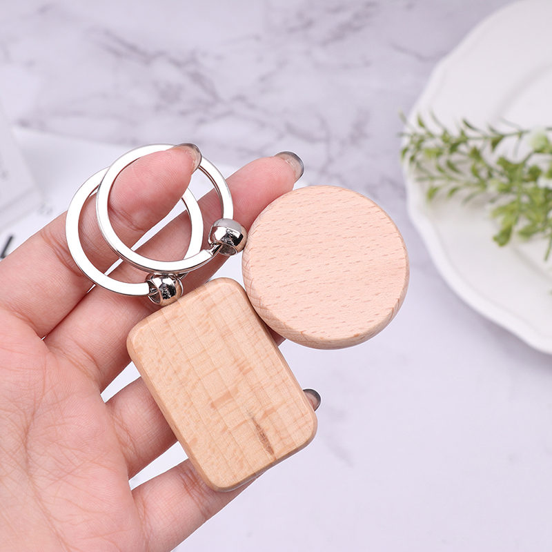 2PCS Blank Wooden Engraving Keychain DIY Wood Keychains Supplies For DIY Cra -wf