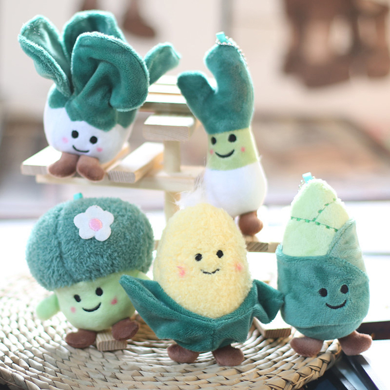 Vegetable Plush Toy Cabbage Broccoli Pendant Stuffed Doll Keychain Car Bag De EI