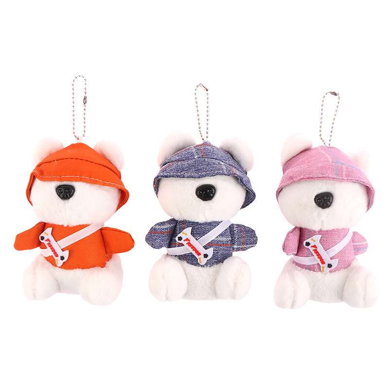 14CM Puppy Plush Toy Cartoon Dog Pendant Stuffed Doll Keychain Car Bag Decor Pe