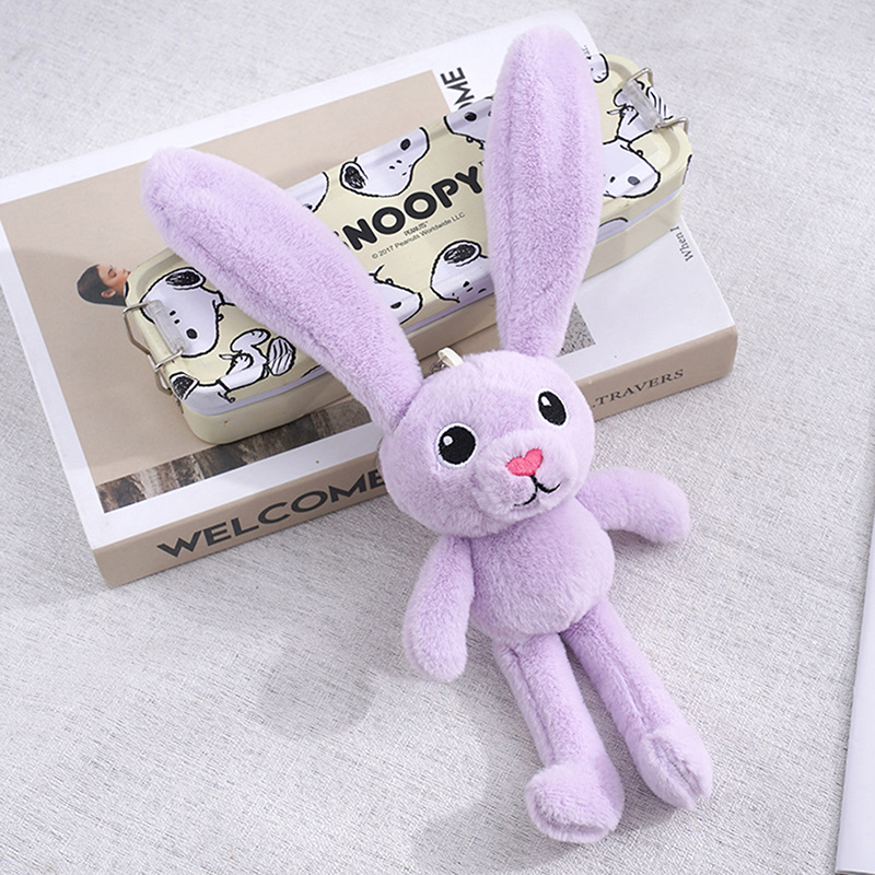1PC Plush toy pendant Pullable rabbit key chain Doll bunny doll bag pendant EI