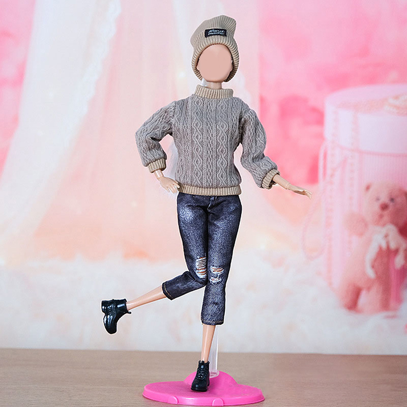 1Set 30cm Doll's Clothes Suit Dress Up Accessories Sweater Hat Jeans Suit Gir Pe