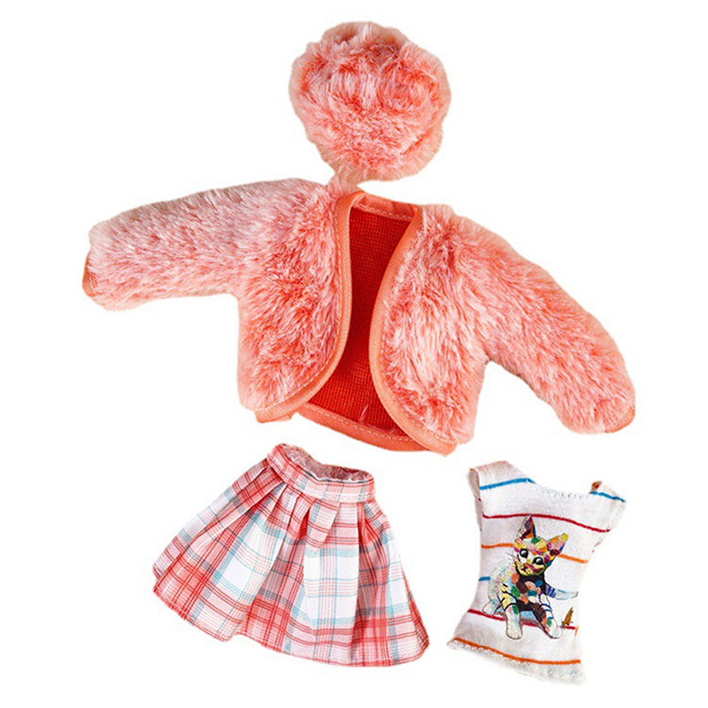 4Pcs/Set 30cm Doll's Clothes Suit Dress Up Accessories Plush Coat and Skirt S Pe
