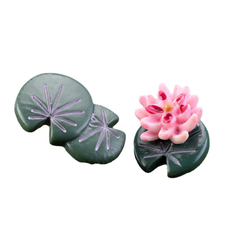 Fish Red Lotus Lotus Leaf Miniature Landscape Ornaments Garden Aquarium Tank -wf