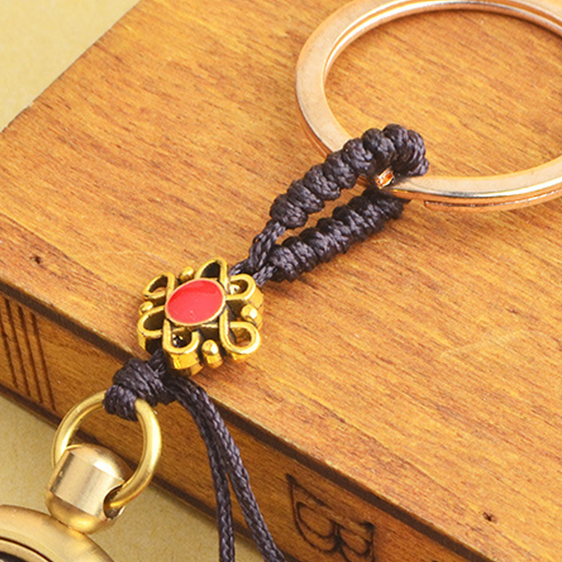 Vintage Copper Lucky Rope Keychain Pendant Chinese 12 Zodiac Animals Tags Ca -wf