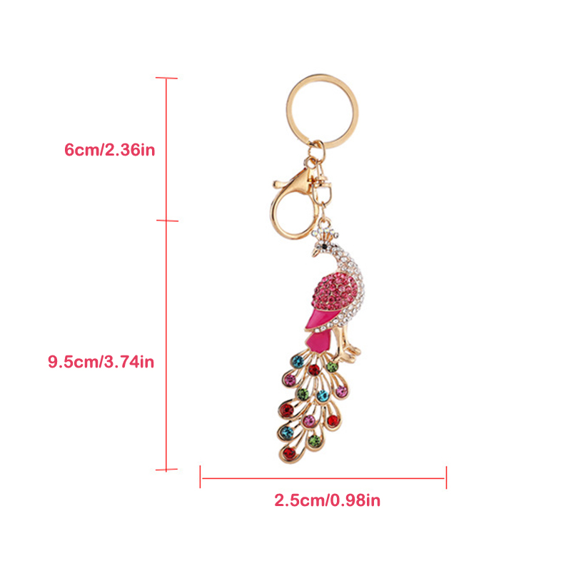 Keychain en strass Bling Elegant Colorful Peacock Keychain Peafowl Peahen -x -wf