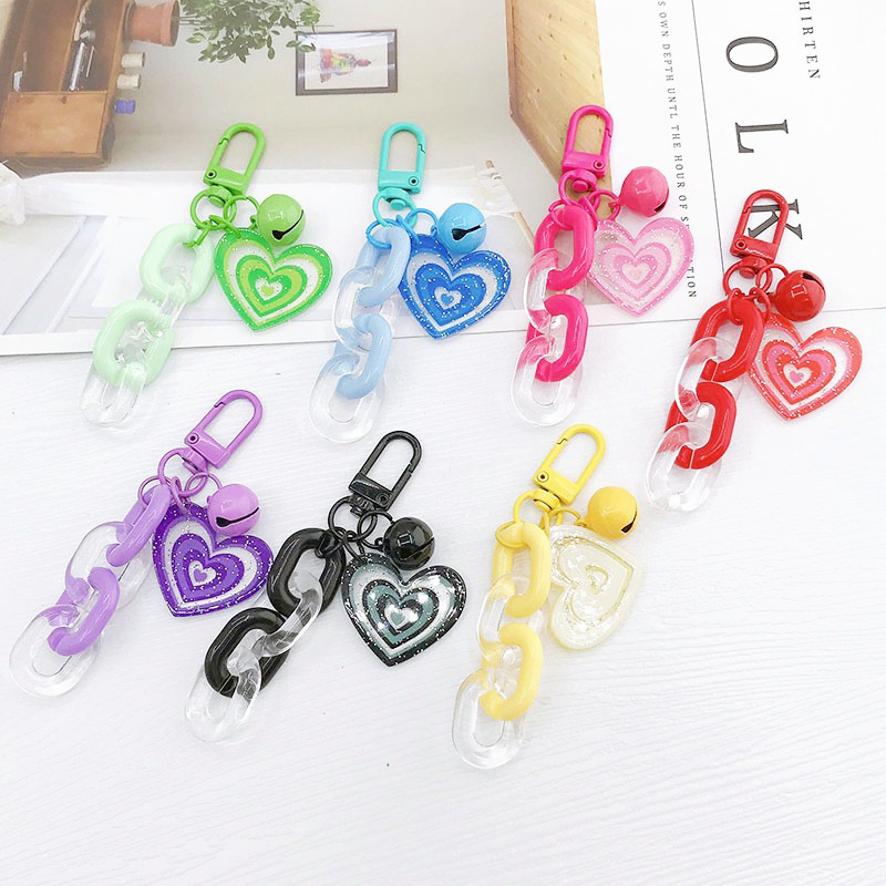 Love Shaped Car Keychain Cute Acrylic Chain Accessories Bags Pendant Couples -wf