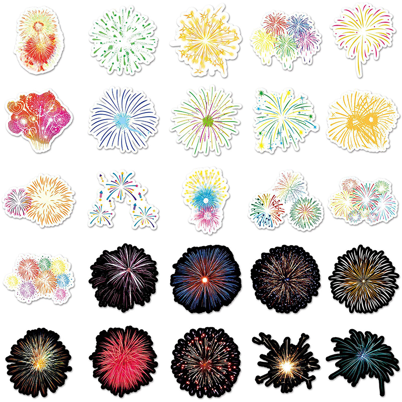 50Pcs Romantic Fireworks Decorative Stickers Pack Diary Phone Sticker Decal Pe