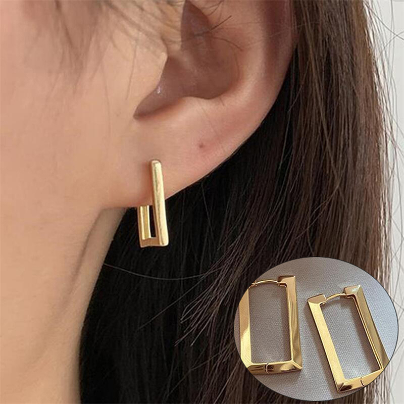 1Pair Square Geometric Earrings Cutout Rectangular Alloy Earrings Women ...