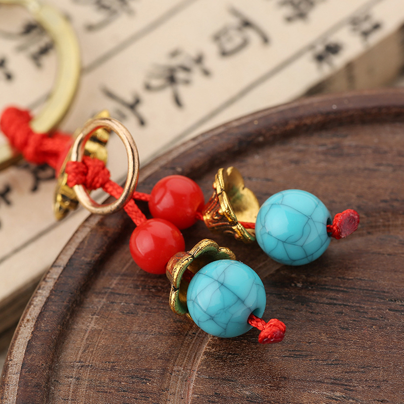 Portachiavi Nodo Diamante Vintage Manico Curry Scuro Pezzo Stile Nazionale Turco-j-