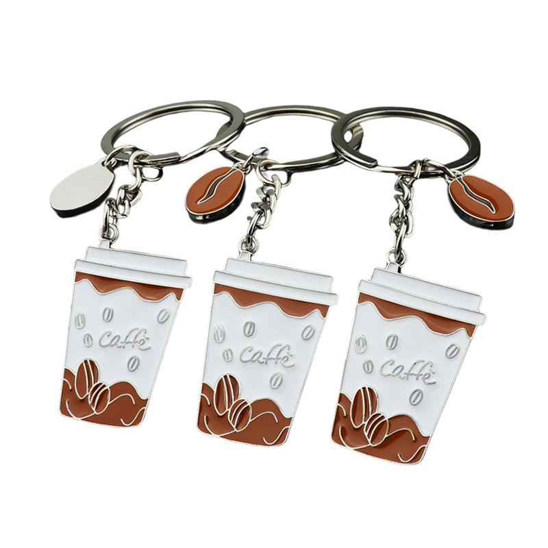 Portachiavi Simulazione Tazza Caffè Portachiavi Donna Borsa Accessori Ciondolo Sn