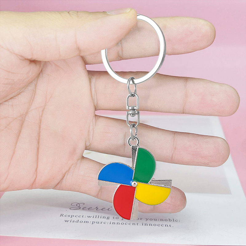 Ciondolo Mulino a Vento Rotante Colorato Portachiavi Sollievo Stress Giocattolo Per Borsa Auto TS