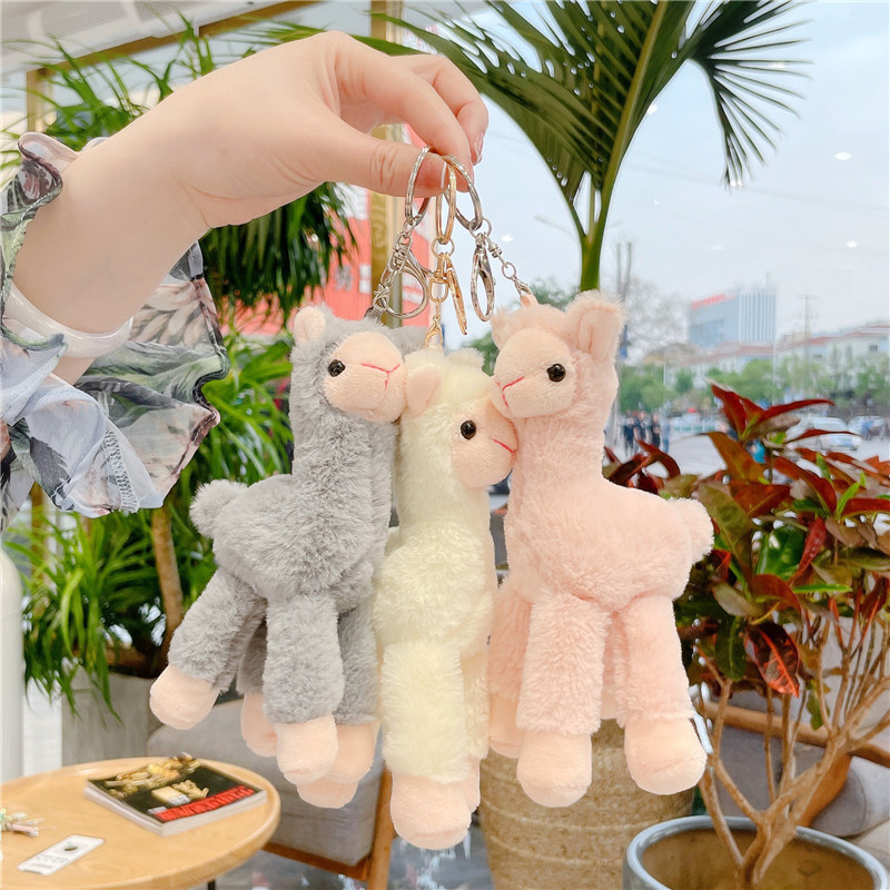 Portachiavi peluche donna alpaca portachiavi carino creativo morbido peluche borsa giocattolo Sn