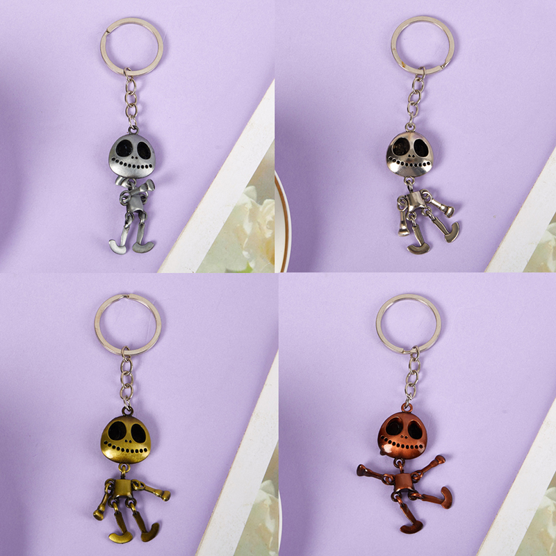Portachiavi in metallo teschio viso divertente portachiavi regalo Halloween anello chiavi borsa ciondolo auto TS