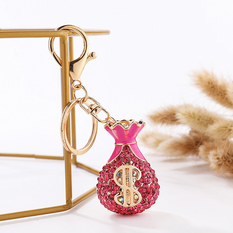 Borsa per soldi portachiavi lega flash diamante borsa fortunata auto portachiavi ciondolo metallo TS