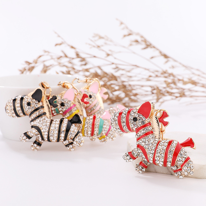Carino Portachiavi Portachiavi Cavallo Bambino Strass Metallo Colorato Animale Ciondolo-j-