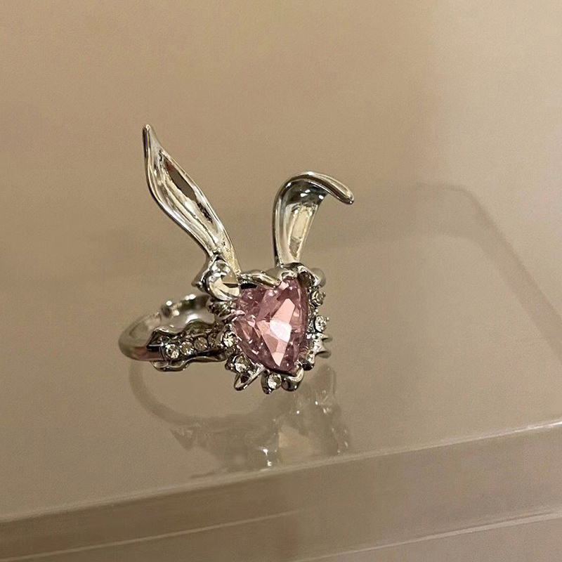 New Lovely Rabbit Ear Adjustable Rings Bunny Zircon Jewelry Opening ...