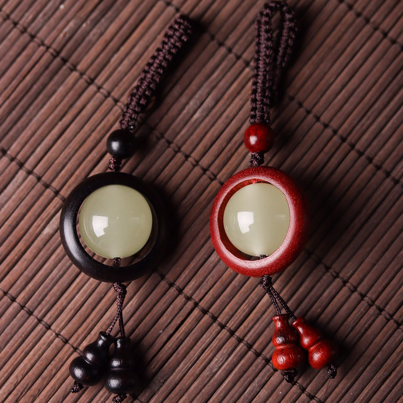 Coppia Modello Legno Luminoso Portachiavi Ciondolo Auto Portachiavi Ornamento_j_