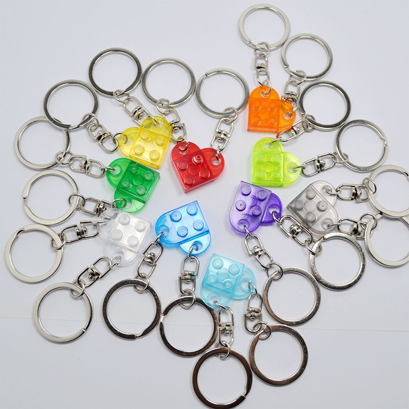 2 pz amore separabile blocco cuore coppia amicizia portachiavi regalo gioielli TS