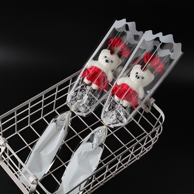 Carnation Bear Flower Bouquet Gift for Girlfriend Wedding Home Decoration Pe