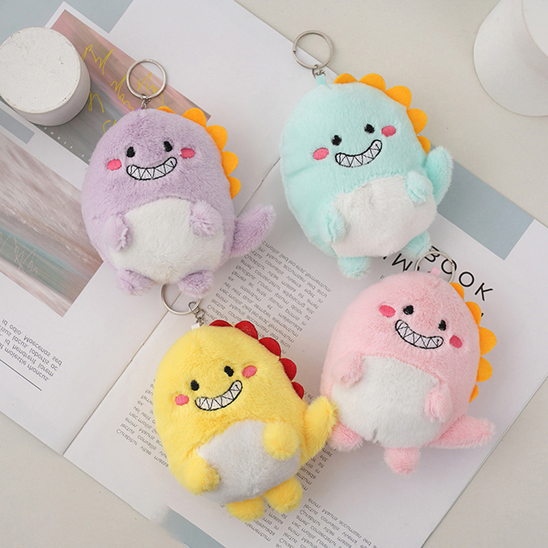 1Pc Funny Cartoon Key Chain Dinosaur Shape Key Ring Stuff Plush Toy Bag Penda Pe