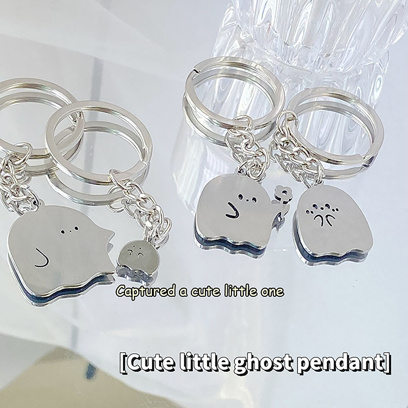 Fashion Cartoon Little Ghost Couple Keychain Pendant Cute Key Ring Bag Jewelr EI