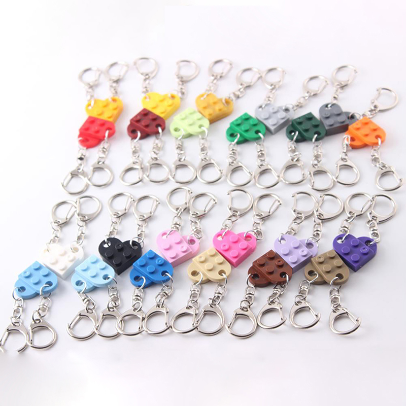 1 Pair Love Heart Brick Keychain for Women Men Couples Friendship Jewelry Gif EI