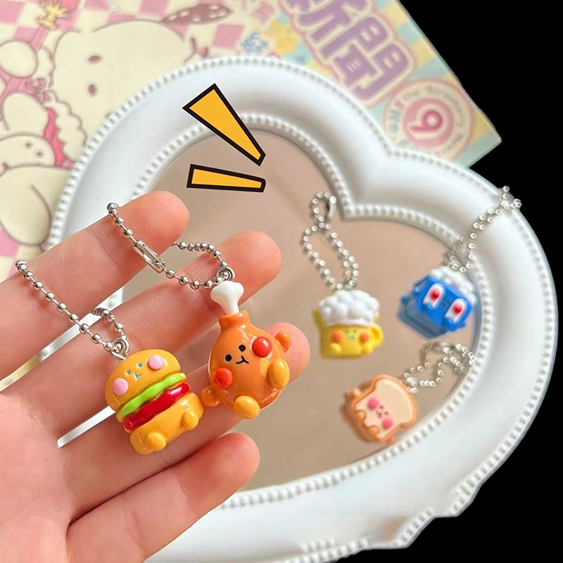 Carini stick batteria hamburger ciondolo aglio resina portachiavi coppia studente chiave r Sn