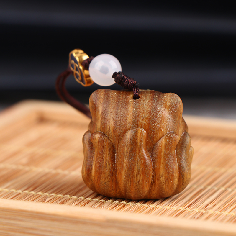 Ciondolo Volpe Legno Sandalo Nove Code Carino Ciondolo Telefono Cellulare Piccola Volpe-j