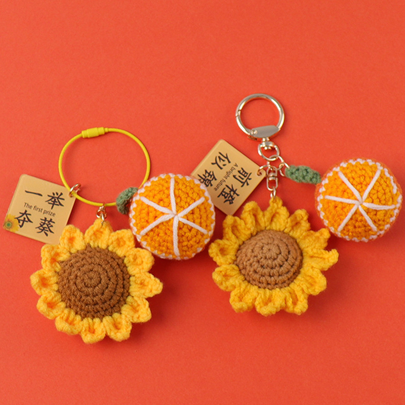 Squisito Ciondolo Rosa Tessuto a Mano Tessuto Lana Creativa Uncinetto Girasole Keyc GF