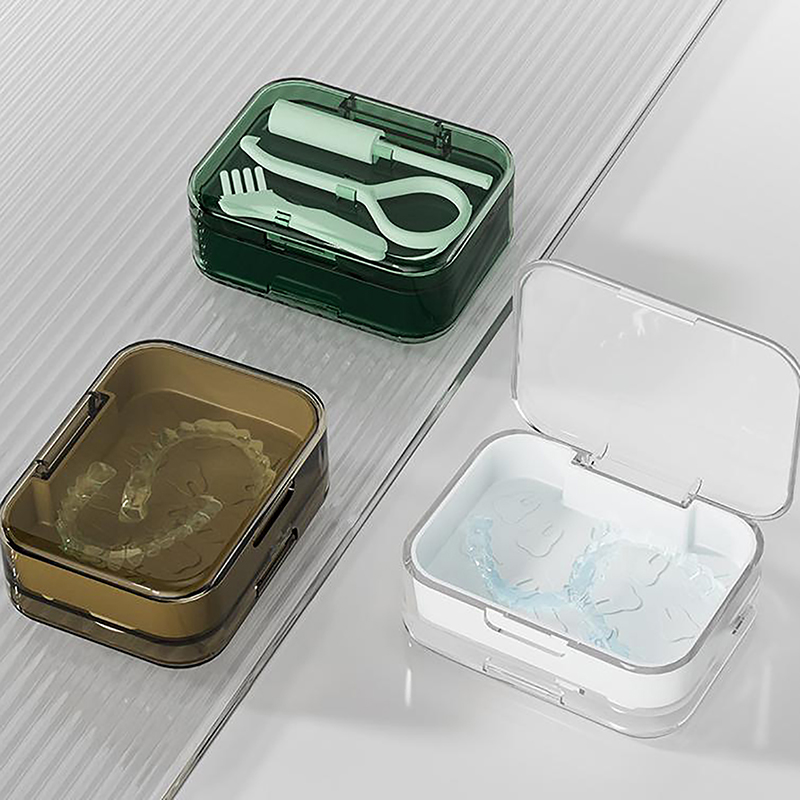 2Layers Orthodontic Retainer Braces Storage Box Teeth Soaking Denture ...