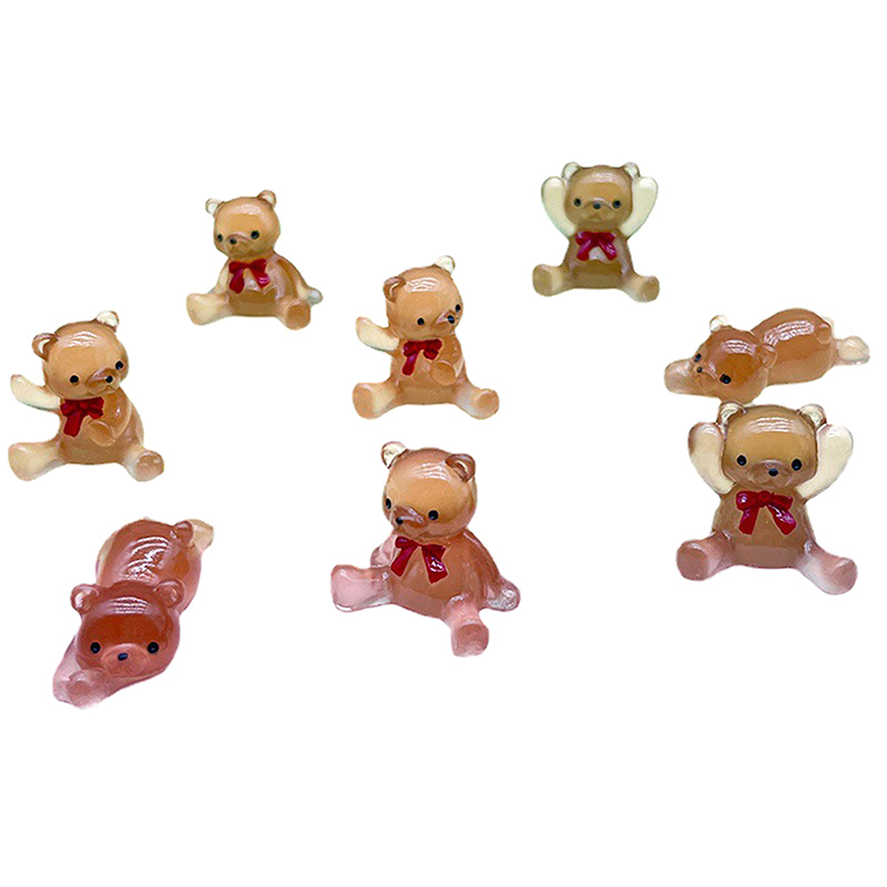 2PCS Creative Cute Luminous Cartoon Bear Miniature Fluorescent Resin ...