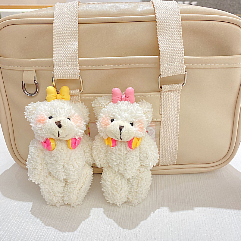 1 PZ Carino Carino Cartone Cartoni Cartoni Peluche Borsa Orso Ciondolo Portachiavi Morbido Kawaii I Imbottito Wi