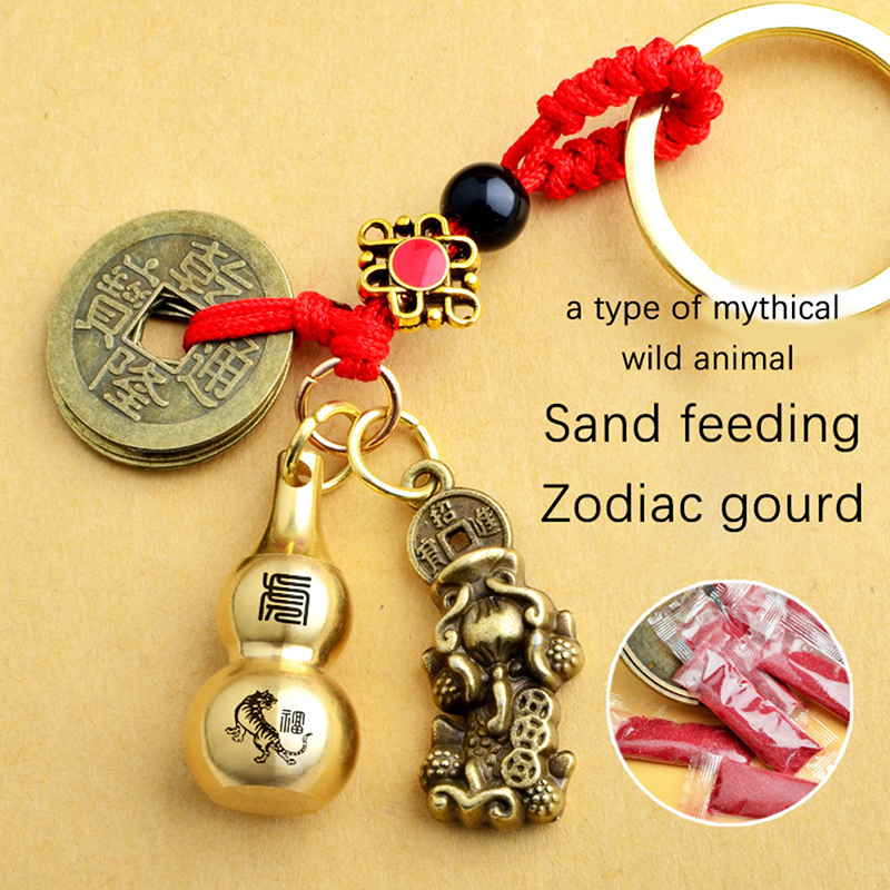 Ciondolo Zucca Cava Rossa Lega Rame Moneta Rame Zodiaco Cava Portachiavi Borsa Ornamento_j_