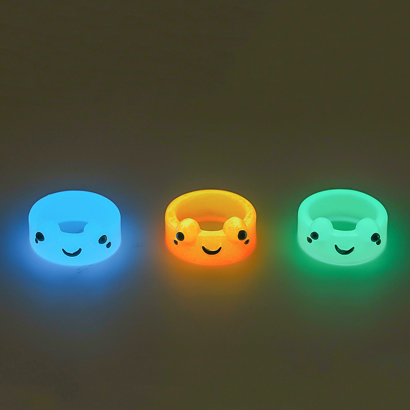 Cute Colorful Acrylic Resin Frog Ring Set 3Pcs Aesthetic Egirl Glow In ...