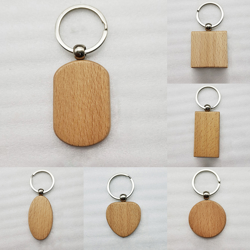 Portachiavi geometrici in legno bianco robusto faggio etichetta legno portachiavi incisione regalo Sn