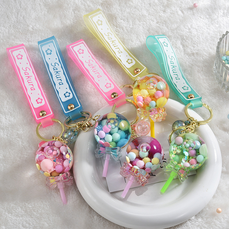 Carino Portachiavi Lecca-lecca Sabbie mobili fiocco di neve acrilico Portachiavi Borsa Ciondolo GF