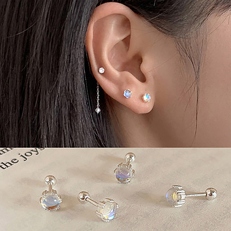 1Pair Moonstone Ear Bone Nail Spiral Stud Earrings For Women Gi-yn ...