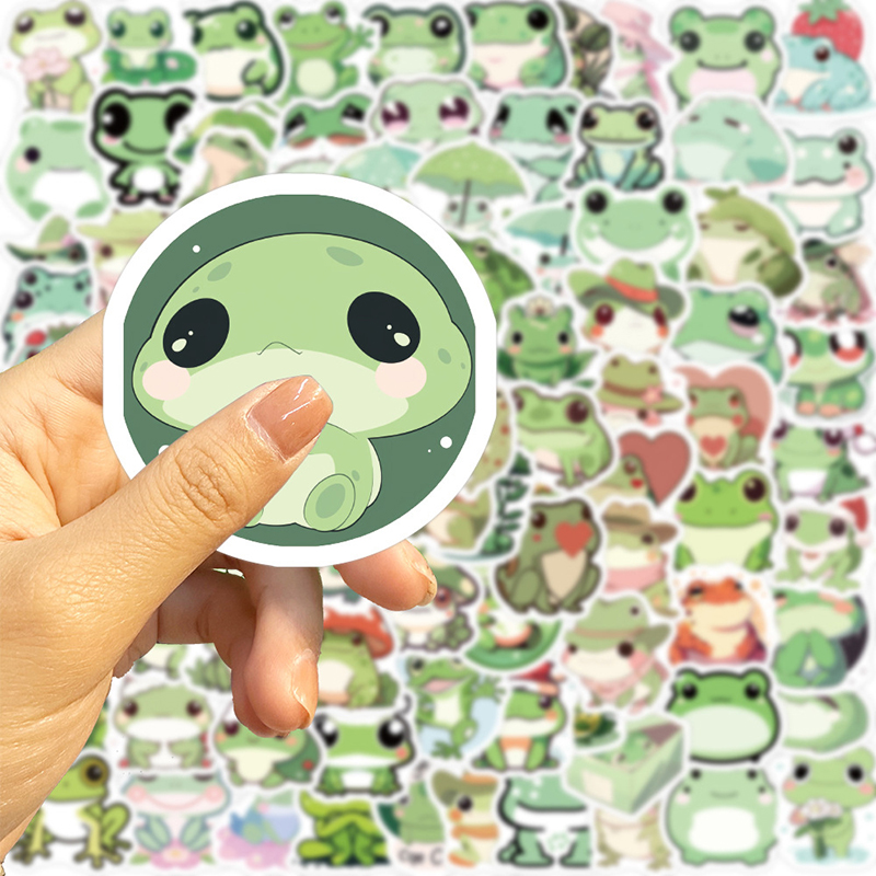 100 Sheets Cute Animal Frog Cartoon Stickers Decals Laptop Notebook ...