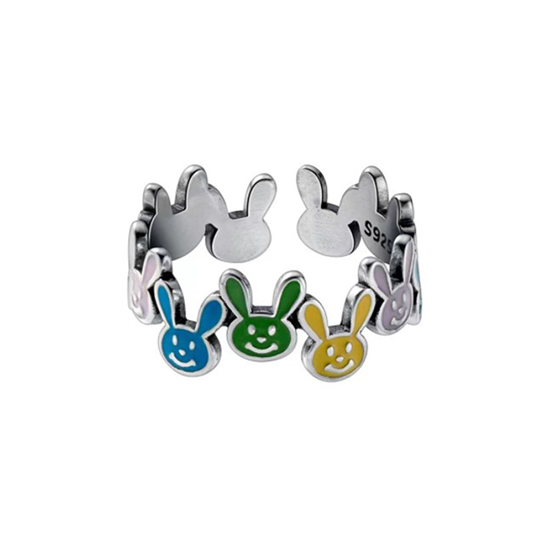 Colorful Rabbit Rings For Women Female Simple Retro Style Handmade Fine ...