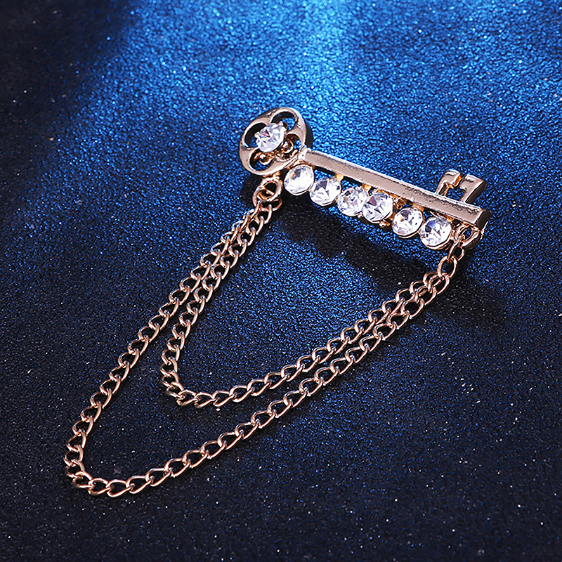 Fashion Key Tassel Long Brooch Rhinestone Lapel Pin For Men Brooches ...