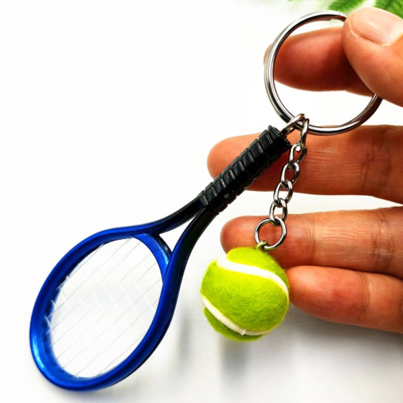 Simulation Mini Tennis Racket Ball Keychain Pendant Portable Tennis Key ...